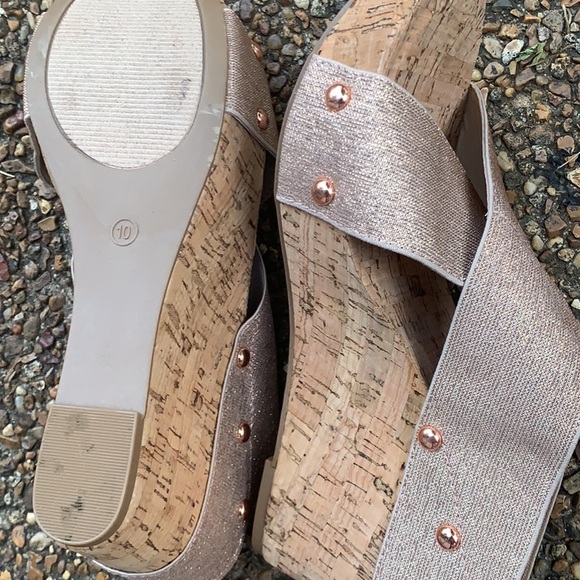Jessica Cline | Shoes | Gold Cork Wedge | Poshmark